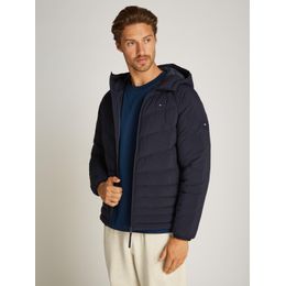 Tommy Hilfiger Herren Steppjacke "MIX QUILT HOODED JACKET", blau, Gr. XXXL, unifarben, Web, Obermaterial: 100% Polyamid, Jacken, mit Raglanärmeln