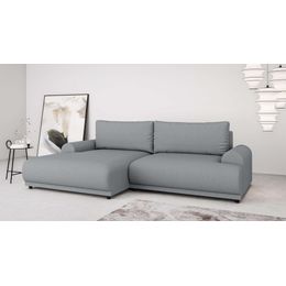 Ecksofa Home Affaire, B:242,2cm H:65cm T:145,5cm, grau, 100% Polyester, Wohnzimmer, Sofas, "Marsby, mit Bettfunktion und Bettkasten, Maße: B/H/T