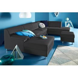 Wohnlandschaft Inosign, B:308cm H:72cm T:80cm, schwarz, Sofas, "Jamie, zeitloses Design, fester Sitzkomfort, viel Platz, U-Form", wahlweise mit