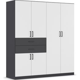 Dreht&uuml;renschrank Rauch, B:181cm H:197cm T:54cm, grau, Holzwerkstoff, Schr&auml;nke, "Kleiderschrank Schrank Garderobe MAIKA mit Dekor-Front", 2