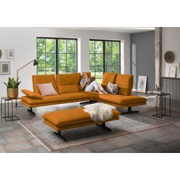 Ecksofa W.Schillig, B:284cm H:94cm T:224cm, gelb, Stoff S37 (100% Polyester): Luxus-Microfaser in Lederoptik, Wohnzimmer, Sofas, "broadway,