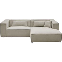 Ecksofa, B:267cm H:66cm T:167cmgreige, LeGer Home by Lena Gercke, 100% Polyester, Wohnzimmer, Sofas, "PIARA Struktur mit Kedernaht L-Form", wahlweise
