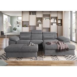 Sit & More Ecksofa SIT & MORE, B:295cm H:87cm T:180cm, grau, 100% Polyester, Wohnzimmer, Sofas, "Cabrio L-Form, B: 295 cm, mit Sitztiefen-, Arm- &