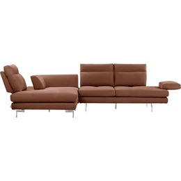 Ecksofa Calia italia, B:288cm H:90cm T:232cm, braun, Leder BULL (100% Leder), Wohnzimmer, Sofas, "Toby Wing, L-Form, Designsofa mit sensationellem