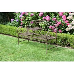 Gartenbank Garden Pleasure, B:141cm H:96cm T:53cm, braun, Stahl, Outdoor, Sitzb&auml;nke, "Saket", mit hochklappbarem Tisch, BxTxH: 141x53x96 cm
