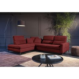 Ecksofa Alina, B:260cm H:127cm T:228cm, rot, Struktur fein TCM (100% Polyester), Wohnzimmer, Sofas, "Louis", Breite 260 cm, R&uuml;ckenlehnenverstellung,