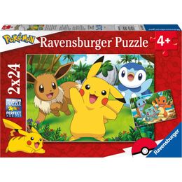 Ravensburger Kinder Puzzle "Pikachu und seine Freunde", bunt, B:26cm H:18cm, Puzzles, 2x24 Teile; Made in Europe