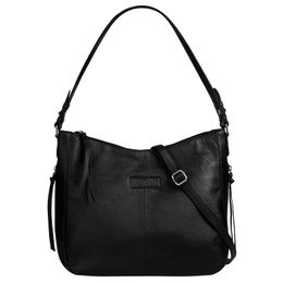 Bruno Banani Damen Shopper, schwarz, Leder, leicht glänzend, unifarben, Taschen, echt Leder