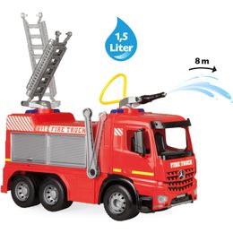 LENA Kinder Spielzeug-Feuerwehr "Giga Trucks, Aufsitz-Feuerwehr Arocs", rot, Kunststoff, B:28cm H:38cm T:66cm, Spielzeugfahrzeuge, Made in Europe