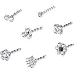 Firetti Damen Nasenpiercing-Set "Multipack Schmuck Geschenk Edelstahl Piercing Nasenstecker Flower", schwarz, Edelstahl, Piercings, mit Preciosa