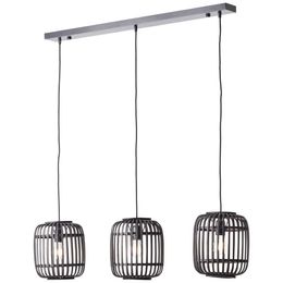 Brilliant Pendelleuchte "Woodrow", 3, H: 125cm, 1 Stk., schwarz, Esszimmer, Leuchten, Bambus Lampe, Nature-Style, 130 x 105 cm, E27