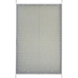 Plissee K-home, B:30cm H:130cm, grau, Obermaterial: 100% Polyester, Plissees, "Klemmfix Elba", Lichtschutz, ohne Bohren, verspannt, bedruckt