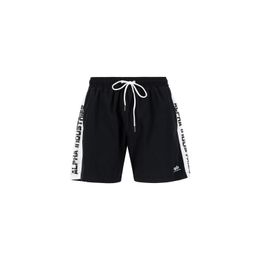 Herren Shorts "Printed Stripe Swim Short", schwarz-weiß, Gr. XS, Alpha Industries, Obermaterial: 100% Polyester, Futter: 100% Polyester, Hosen