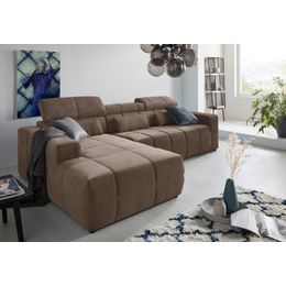 Ecksofa DOMO collection, B:289cm H:80cm T:175cm, braun, Luxus-Microfaser in Antikleder-Optik (100% Polyester);Luxus-Microfaser (100%
