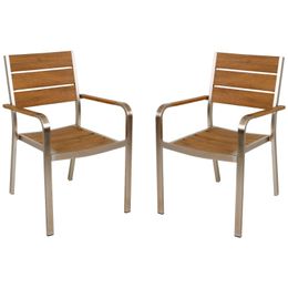 Stapelstuhl Garden Pleasure, B:55cm H:85cm T:60cm, braun, Kunststoff, Garten, Stühle, "FLORENCE", 2er Set