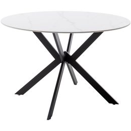 Esstisch MCA furniture, B:120cm H:76cm T:120cm, weiß, Keramik / Natursteinoptik 12 mm;Gestell: Metall, schwarz matt lackiert, Tische, "UBATE