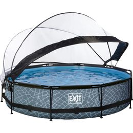 Framepool EXIT, H:76cm &Oslash;:360cm, grau, Schwimmbecken, "inkl. multifunktionaler Abdeckung", &Oslash;xH: 360x76 cm, mit Filterpumpe & Filterkartusche