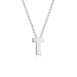 Elli Damen Kette mit Anhänger "Buchstabe T Initialen Trend Minimal 925 Silber", 45, ohne Stein, Silber 925 (Sterlingsilber), L: 45silber, Silber 925