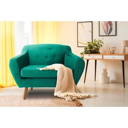 Sessel Home Affaire, B:88cm H:78cm T:73cm, blau, Samtoptik (100% Polyester);Struktur (100% Polyester);Struktur fein ( 100% Polyester), Wohnzimmer,