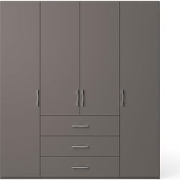 Dreht&uuml;renschrank, B:201cm H:223cm T:60cm, grau, SET ONE BY Musterring, Holzwerkstoff, Schr&auml;nke, "Henderson", mit 3 Schubladen, inkl. Fachb&ouml;den und