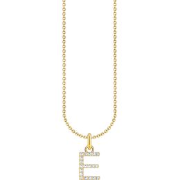 Thomas Sabo Damen Kette mit Anhänger "Buchstabe", 45, E, Silber 925 (recycelt), gold, Silber 925 (recycelt), Halsketten, mit Zirkonia (synth.)