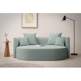 2,5-Sitzer, B:200cm H:98cm T:145cm, grün, LeGer Home by Lena Gercke, Sofas, "ISALIE, rundes Loungesofa, mit Kissen, perfekt gepolstert", moderne
