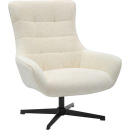 Drehsessel Salesfever, B:81cm H:103cm T:85cm, beige, Chenillestoff (100% Polyester), Metall, Wohnzimmer, Sessel, "Komfortabler Drehsessel zum