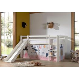 Spielbett Vipack, B:218cm H:114cm L:210cm, wei&szlig;, Kinderzimmer, Betten, "Pino, Kiefer massiv, mit Rolllattenrost u. Textil-Set, Made in Europe",