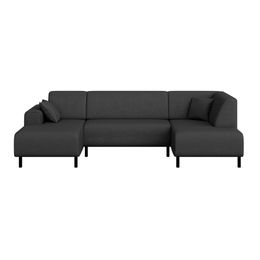 Wohnlandschaft Home Affaire, B:300cm H:81cm T:163cm, grau, 100% Polyester, Sofas, "ARROS U-Form mit Wellenunterfederung, Ma&szlig;e B/T/H: 300/163/81 cm",