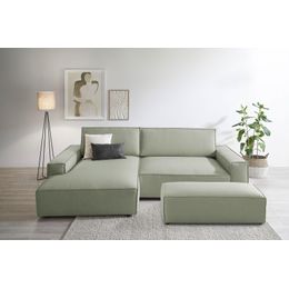 Polsterecke Home Affaire, B:284cm H:90cm T:135cm, grün, 100% Polyester, Sofas, "NEU: SHERWOOD XXL tief, L-Form mit Schlaffunktion, Big-Sofa mit