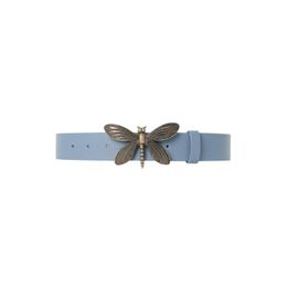 Damen Lederg&uuml;rtel "Libelle", blau, Basic, Collezione Alessandro, unifarben, Leder, G&uuml;rtel, aus echtem Leder mit sommerlicher Schlie&szlig;e