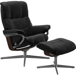 stressless "Mayfair" Set, Relaxsessel mit Hocker, mit Hocker, mit Cross Base, Gr&ouml;&szlig;e S, M & L, Holzakzent Braun