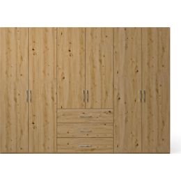 Dreht&uuml;renschrank, B:301cm H:223cm T:60cm, braun, SET ONE BY Musterring, Holzwerkstoff, Schr&auml;nke, "Henderson", mit 3 Schubladen, inkl. Fachb&ouml;den und
