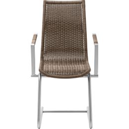 Freischwinger WK Wohnen, B:43cm H:96cm T:58cm, braun, Stühle, "WK 7400", Rundrohrgestell in Edelstahloptik, Vollgeflecht, mit Armlehne