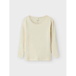 name it Mädchen Langarmshirt "NMFKAB LS TOP NOOS", beige, Gr. 92, unifarben, Feinripp, Obermaterial: 57% Baumwolle, 38% Modal, 5% Elasthan, Shirts,