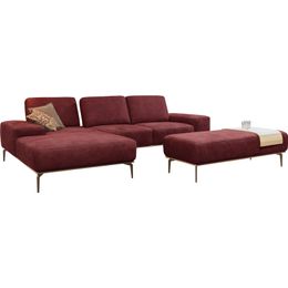 Ecksofa W.Schillig, B:299cm H:88cm T:178cm, rot, Longlife Xtra-Leder Z73: Naturwalkleder der Luxusklasse aus den erlesensten Rohh&auml;uten. Hautst&auml;rke 1,