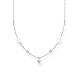 Thomas Sabo Damen Collier "Herzen", 42, Silber 925 (Sterlingsilber), bunt, Silber 925 (Sterlingsilber), Halsketten, mit Zirkonia (synth.)