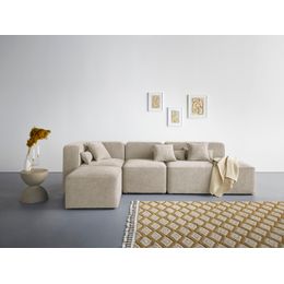 Ecksofa Home Affaire, B:303cm H:76,5cm T:93cm, grau, 100% Polyester, Wohnzimmer, Sofas, "Sundstrup L-Form", Modulserie, individuelle Zusammenstellung