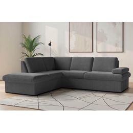 Sit & More Ecksofa SIT & MORE, B:238cm H:82cm T:202cm, grau, 100% Polyester, Sofas, "Moreno L-Form, B: 238 cm", mit Armteilverstellung, optional Bettfunktion