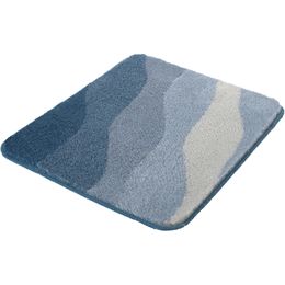 Badematte Kleine Wolke, H:20mm, blau, Polyacryl, Badematten, "Malena", Badteppich, modernes Wellen Design, Farbverlauf, waschbar