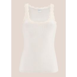 Madeleine Mode MADELEINE Damen Tr&auml;gertop "Spitzentop &Auml;rmelloses Sommer-Top mit edler Spitze", wei&szlig;, Gr. 44, Obermaterial: 46% Baumwolle CO. 46% Modal CMD. 8%