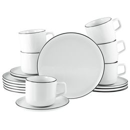 Creatable Kaffeeservice "Chef Collection Black Line, Kaffee-Service 18-tlg", 18 Stk., weiß, Geschirr-Sets, Daily Use, Zeitlos