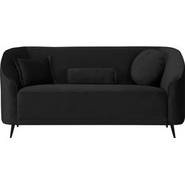 2-Sitzer Home Affaire, B:154cm H:81cm T:80cm, schwarz, 100% Polyester, Sofas, "Ashly", in 3 Bezugsvarianten, Bouclé, Samtoptik und Struktur weich.