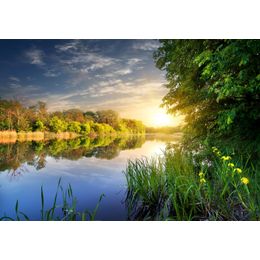 papermoon Fototapete "River at the Sunset", B/L: 5m x 2,8m, Bahnen: 10 Stk., bunt, Tapeten