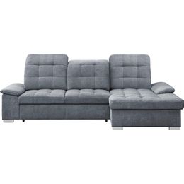 Ecksofa WERK2, B:264cm H:105cm T:170cm, grau, 95% Polyester, 5% Nylon, Wohnzimmer, Sofas, "Carmen, mit Bettfunktion & Bettkasten, optional