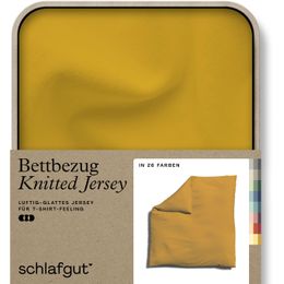 Bettbezug Schlafgut, B:200cm L:200cm, gelb, Jersey, Obermaterial: 95% Baumwolle, 5% Elasthan, Bettbez&uuml;ge, "Knitted Jersey uni, aus Bio-Baumwolle mit