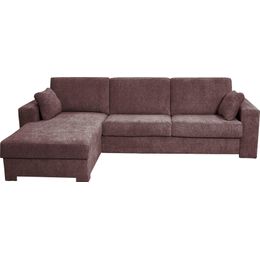 Ecksofa Home Affaire, B:280cm H:85cm T:173cm, braun, 100% Polyester, Wohnzimmer, Sofas, "Roma "M" Matratzenh&ouml;he 14 cm, Dauerschlaffunktion, mit