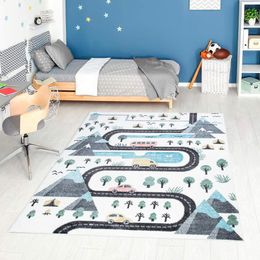 Kinderteppich Carpet City, B:190cm H:11mm L:280cm, beige, Polypropylen (PP), Teppiche, "ANIME904", Kinderzimmer Teppich Modern mit Mond, Blumen,