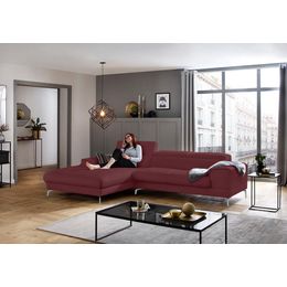 Ecksofa W.Schillig, B:303cm H:70cm T:193cm, rot, Longlife Xtra-Leder Z69: Das feinnarbige, gedeckte Softleder Z69 besticht durch seine