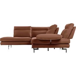 Ecksofa Calia italia, B:288cm H:90cm T:232cm, braun, Leder BULL (100% Leder), Wohnzimmer, Sofas, "Toby Wing, L-Form, Designsofa mit sensationellem